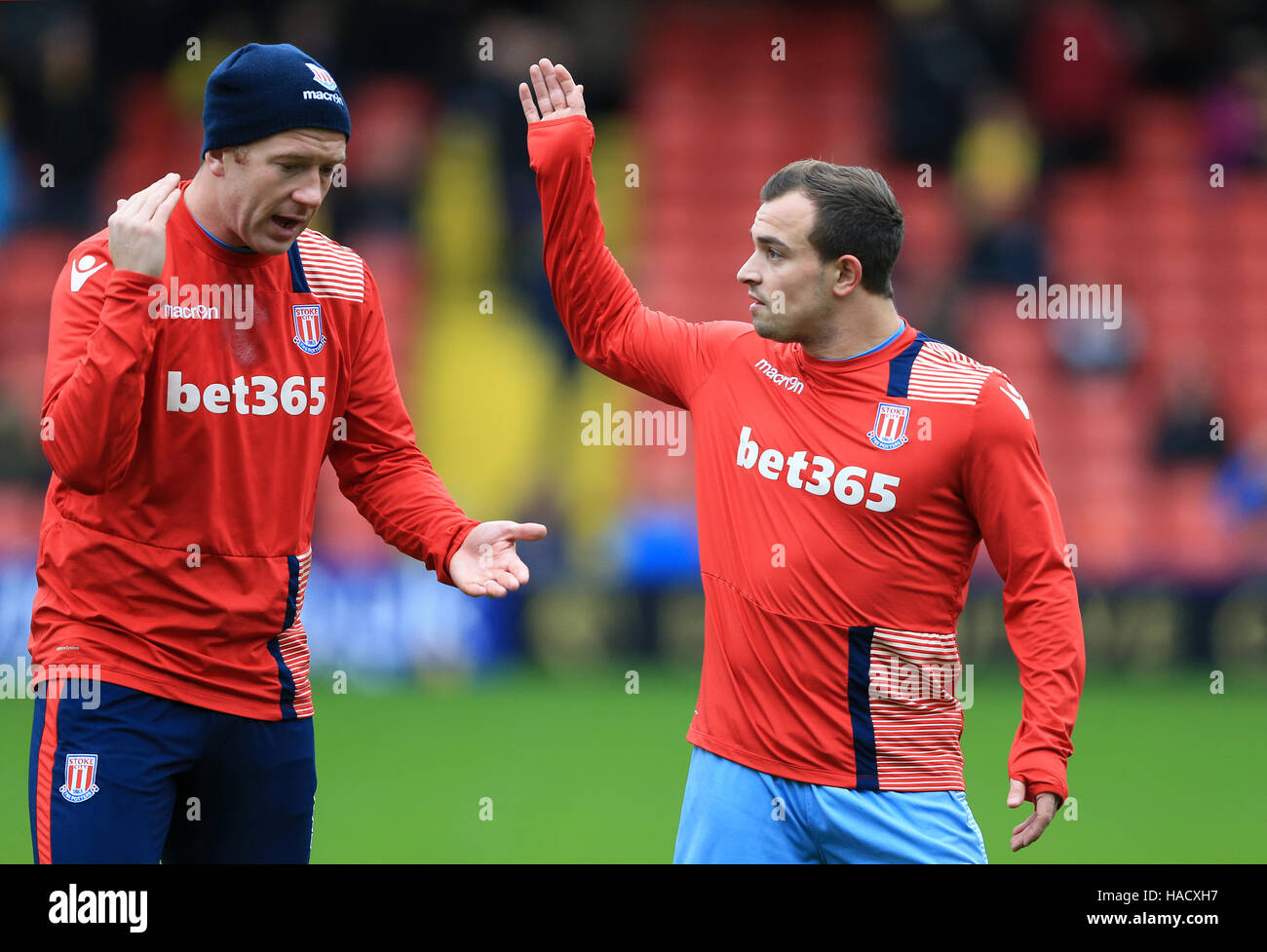 Stoke City's Charlie Adam (left) and Xherdan Shaqiri Stock Photo - Alamy