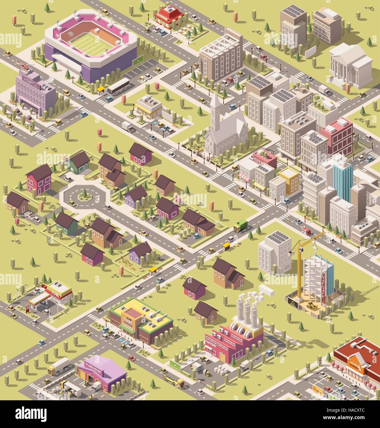 Vector isometric low poly city Stock Vector Image & Art - Alamy