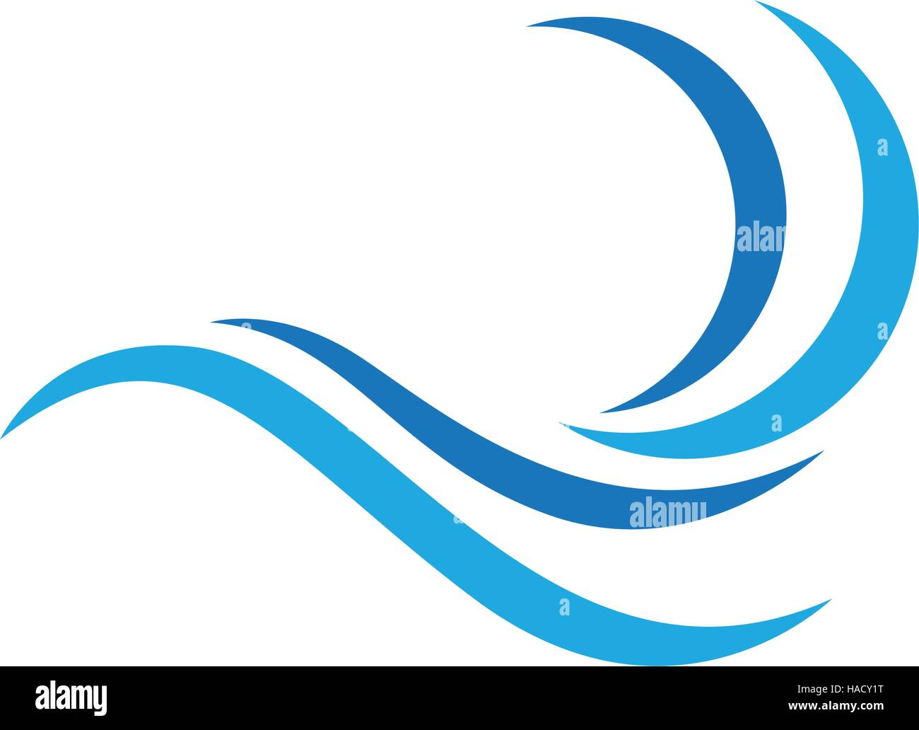 Vector Logo with yellow sun and blue sea waves. Vector logotype Stock ...