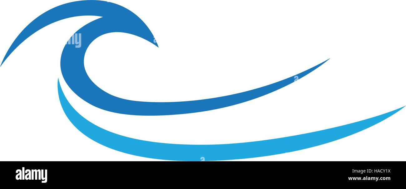 Vector Logo with yellow sun and blue sea waves. Vector logotype Stock ...