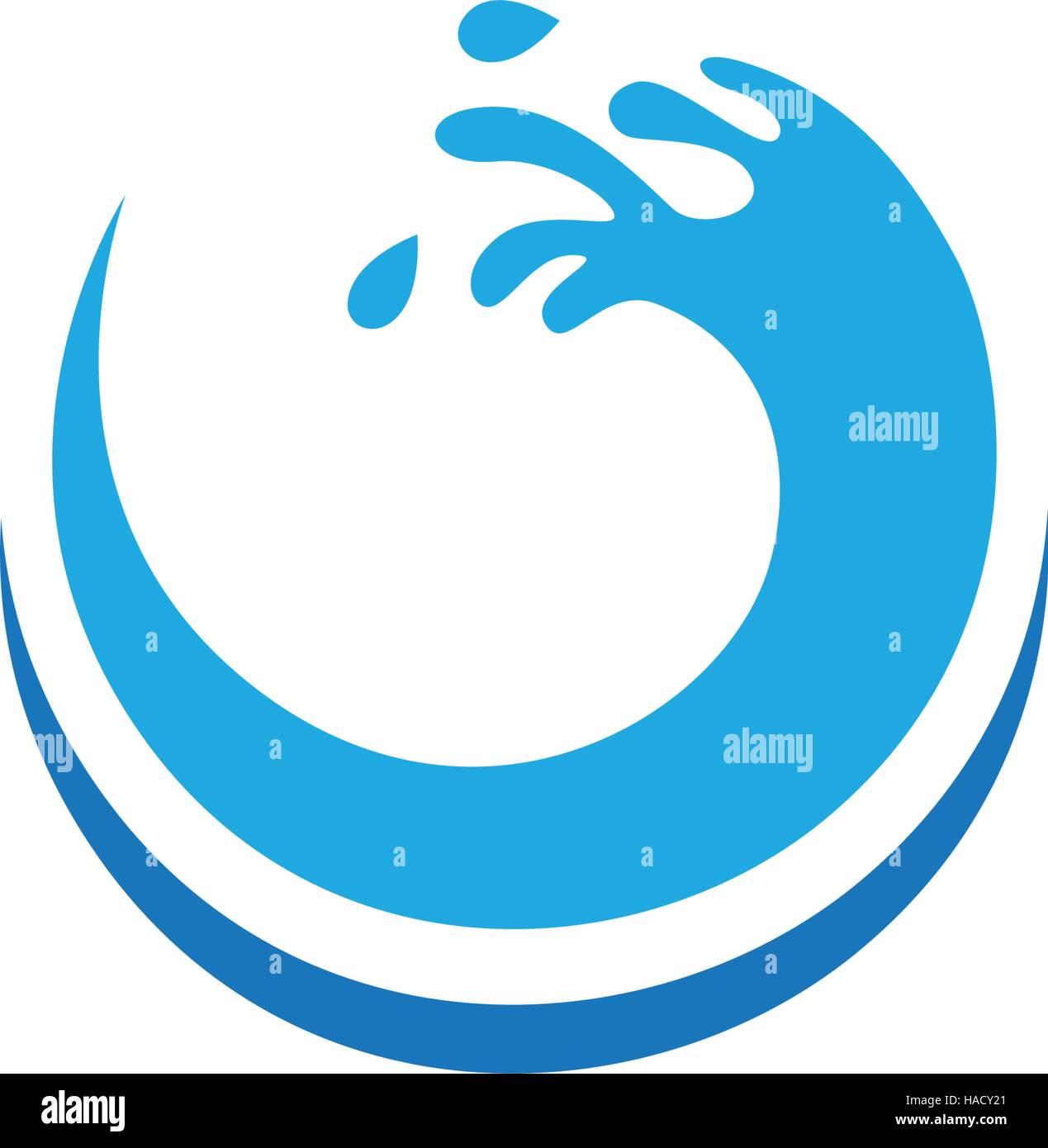 Vector Logo with yellow sun and blue sea waves. Vector logotype Stock ...