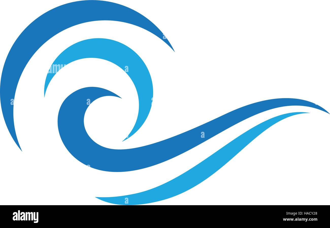 Vector Logo with yellow sun and blue sea waves. Vector logotype Stock ...