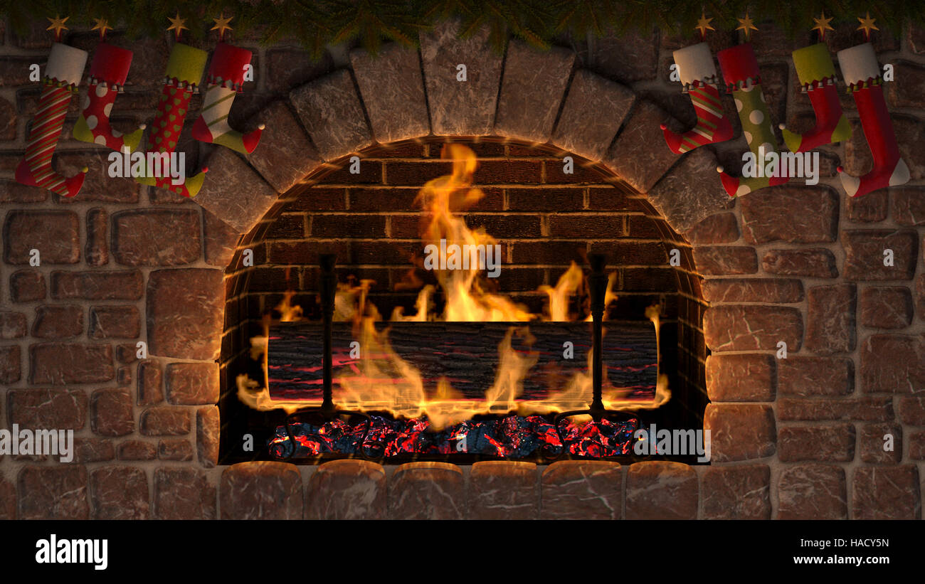 Yule log fire hi-res stock photography and images - Alamy