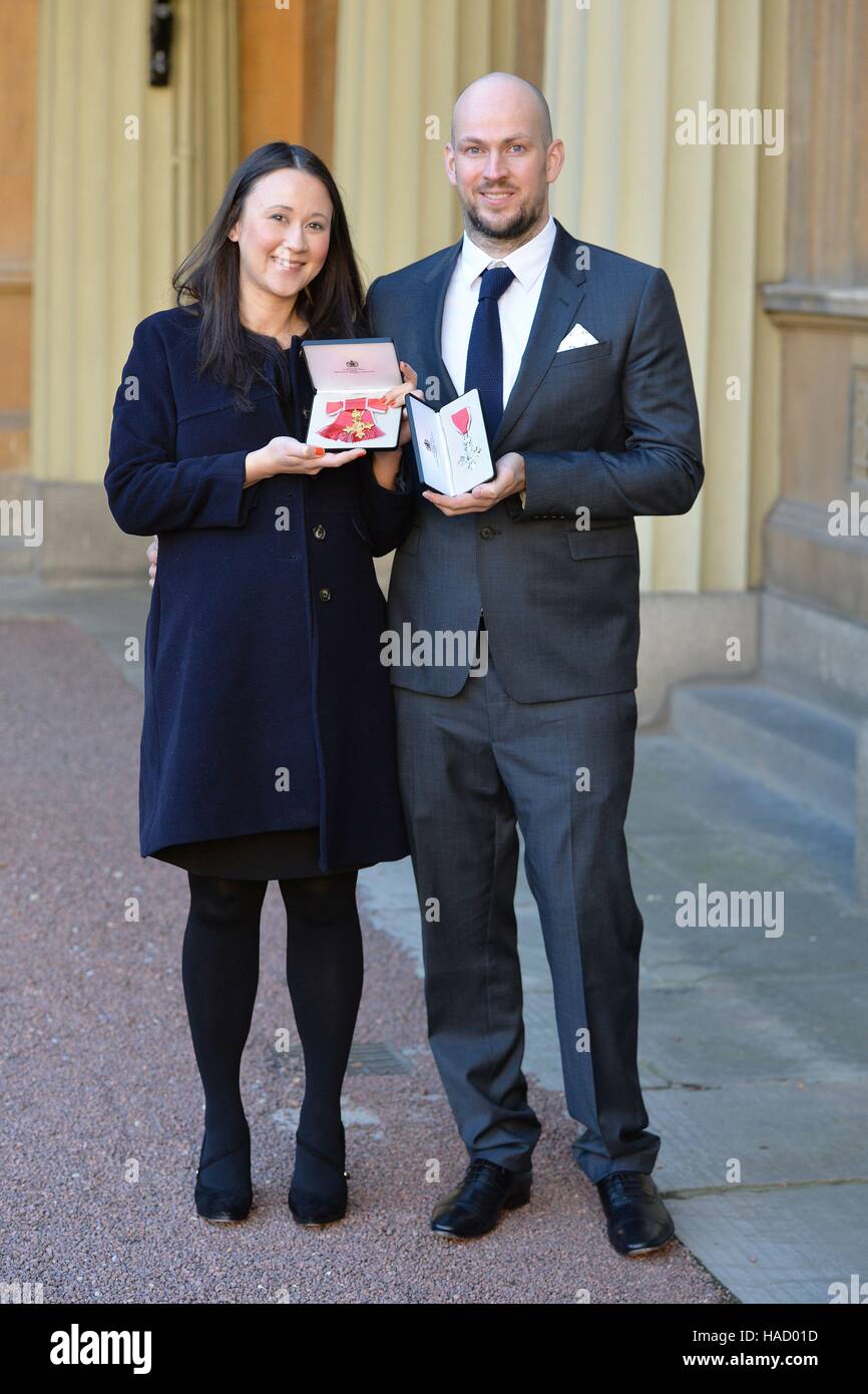 Johanna Basford with her OBE and husband James Watt with his MBE which ...