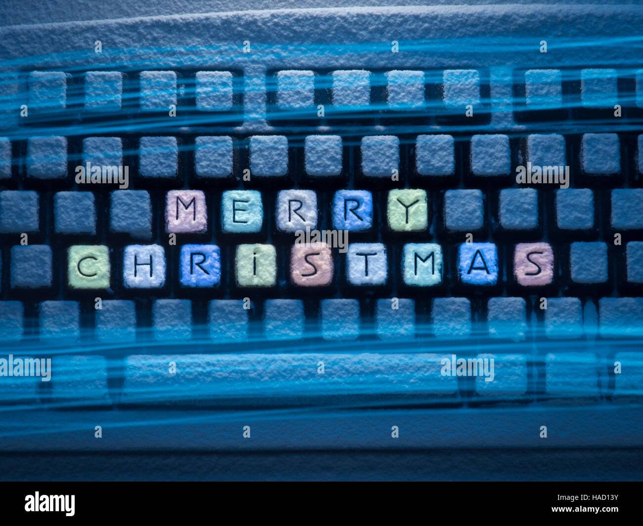 keyboard with colored buttons with the words Merry Christmas ...