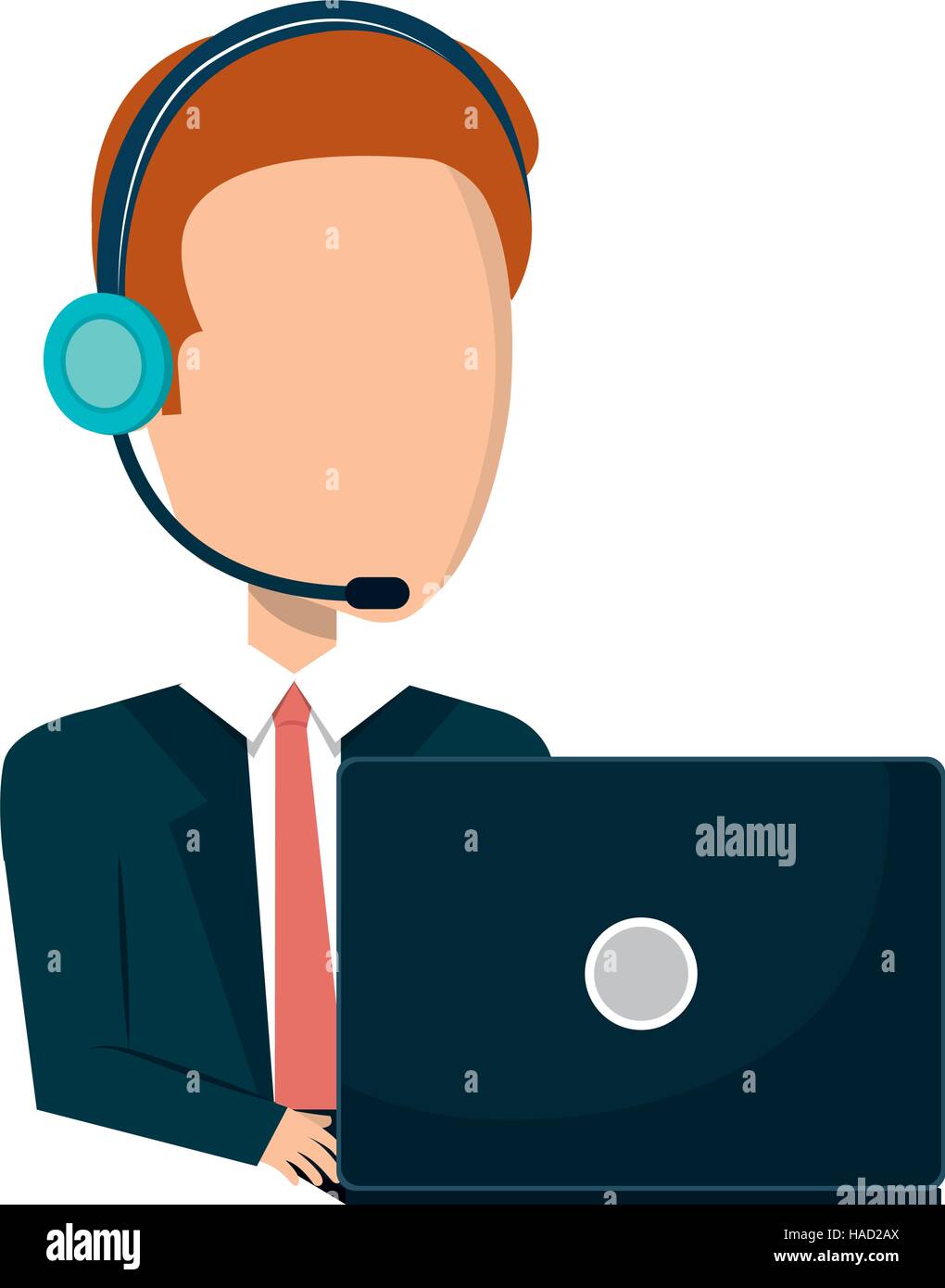 businessman character operator call center icon vector illustration ...