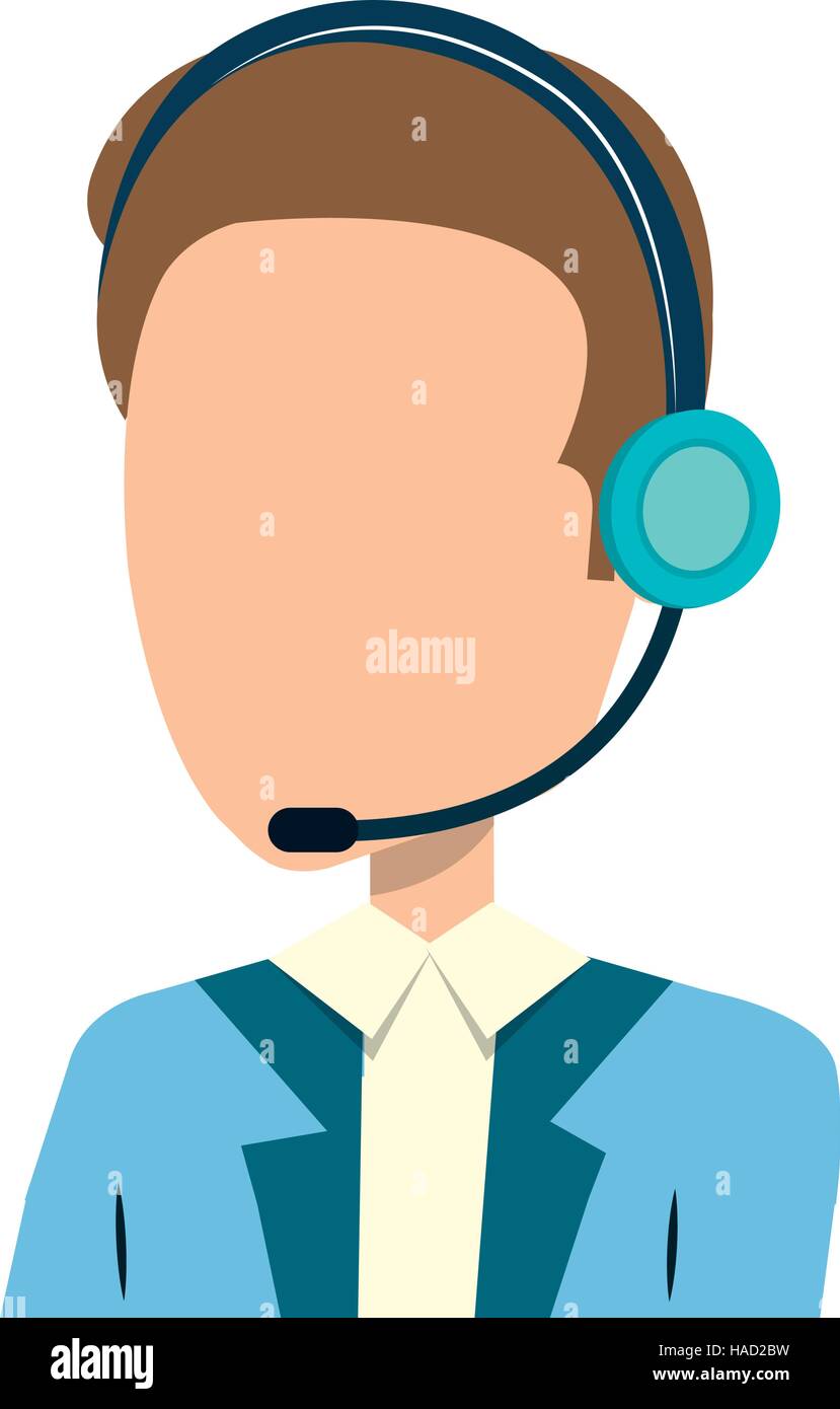 businessman character avatar with headset icon vector illustration ...