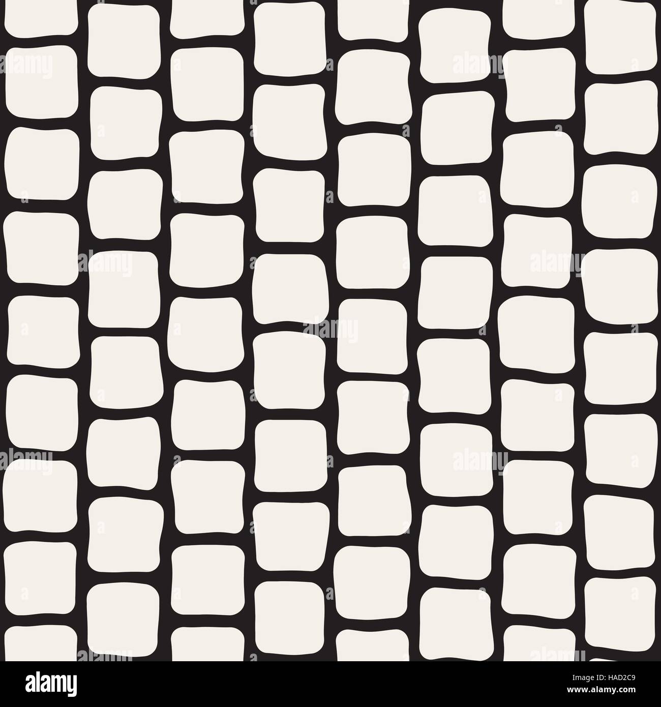 Vector Seamless Black and White Hand Drawn Rectangles Pattern Stock ...