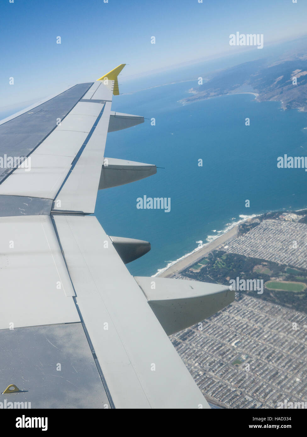 Photographer from window seat aircraft take off from Oakland airport ...