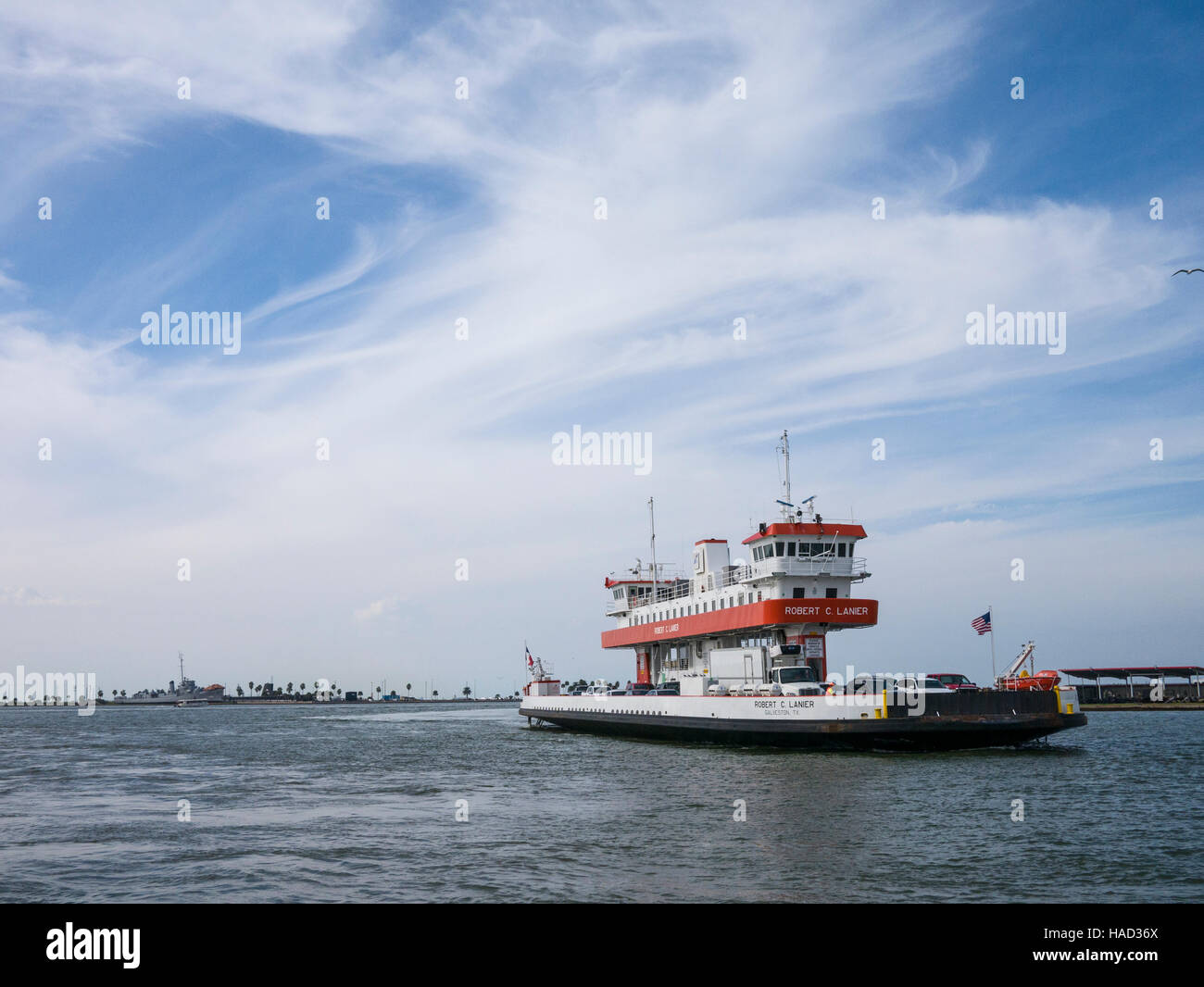 The Galveston-Port Bolivar ferry takes travelers on SH 87 between ...