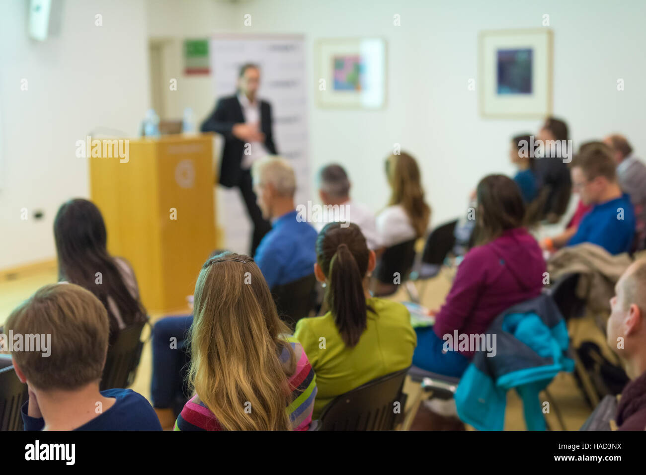 Audience in lecture hall on scientific conference Stock Photo - Alamy