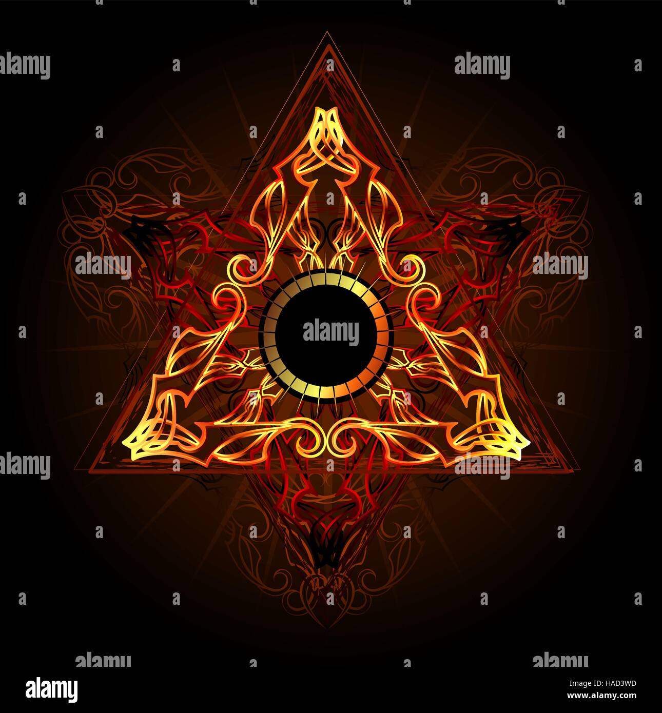 fire triangle esoteric symbol on a black background Stock Vector Image ...