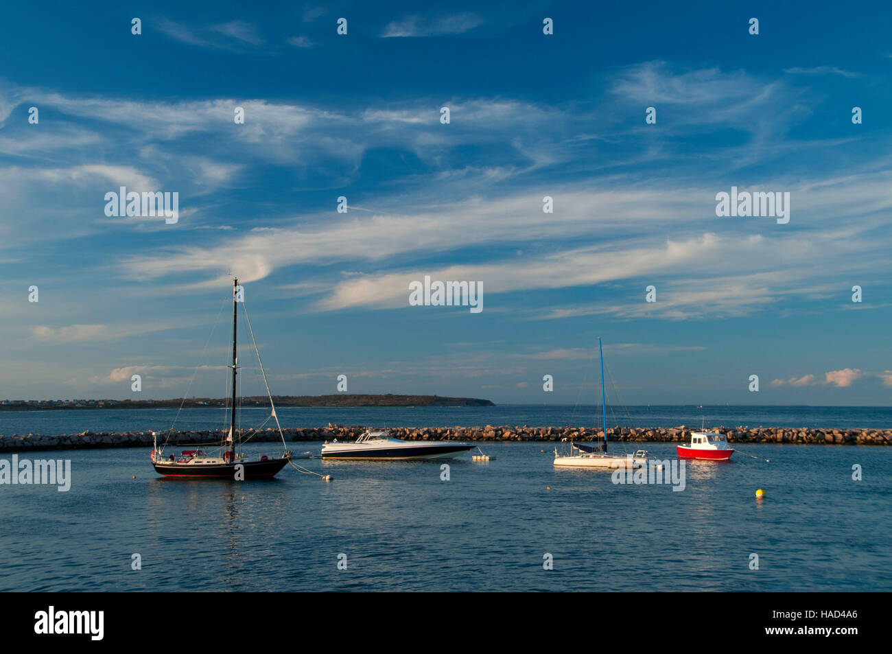 Boats in Old Harbor, New Shoreham, Block Island, Rhode Island Stock ...
