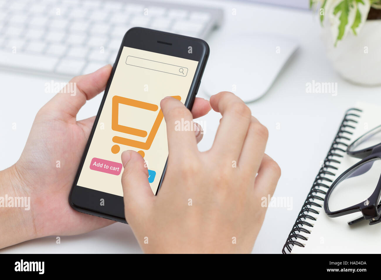 Close-up woman hand using phone shopping online, new modern lifestyle ...