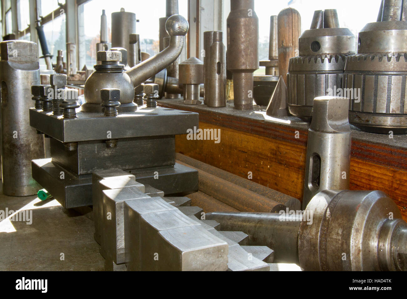 Tools in sunny window in machine shop Stock Photo - Alamy
