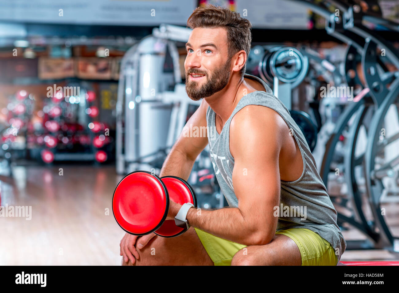 Dumbell man gym hi-res stock photography and images - Alamy