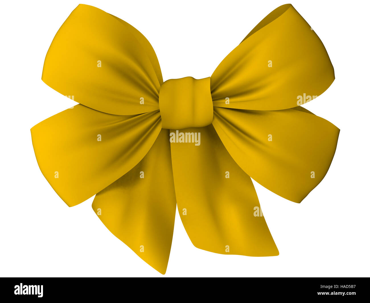 Image of a yellow bow of fabric. The object was created in 3D and is ...