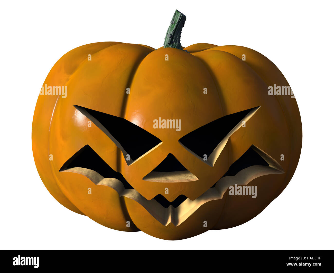 Image of a grim Halloween pumpkin. The object is on a white background ...
