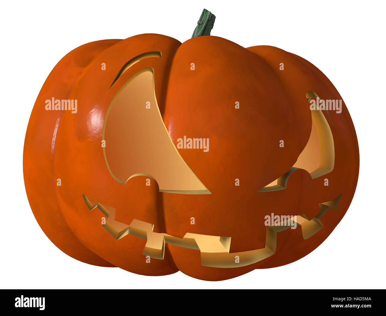 Image of a grim Halloween pumpkin. The object is on a white background ...