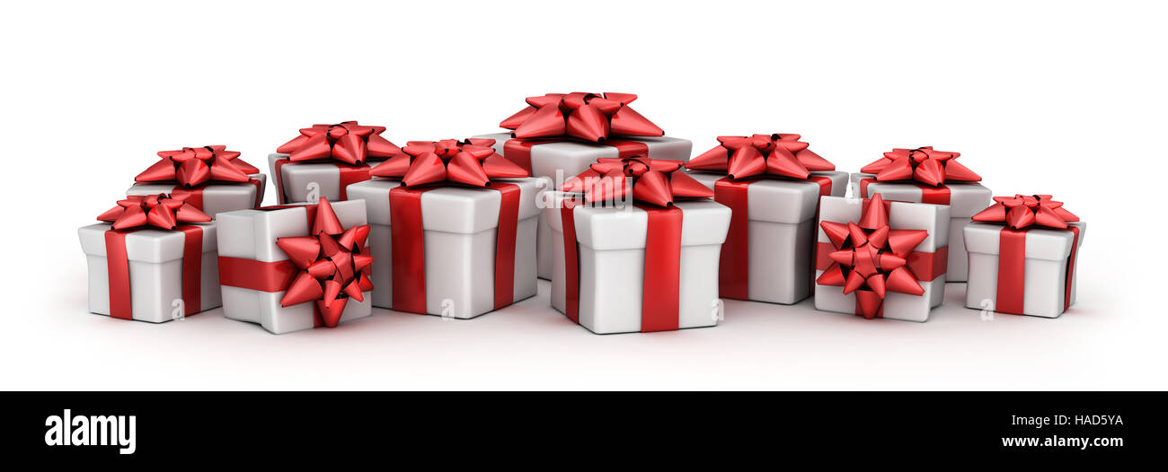 Many gift and white background. 3d illustration Stock Photo - Alamy
