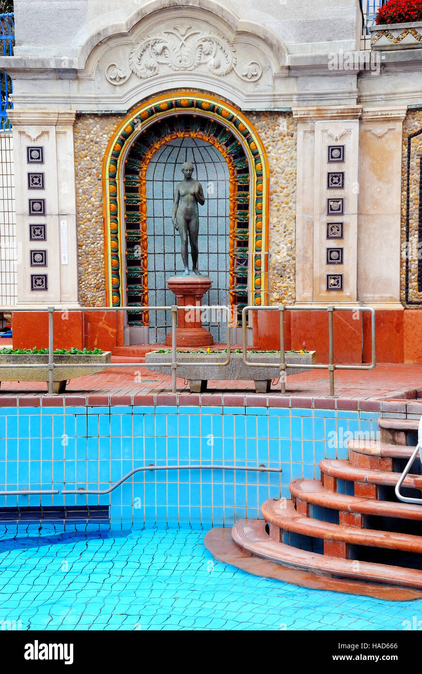 Budapest, Hungary. the Gellert Hotel and Thermal Baths. The outdoor ...