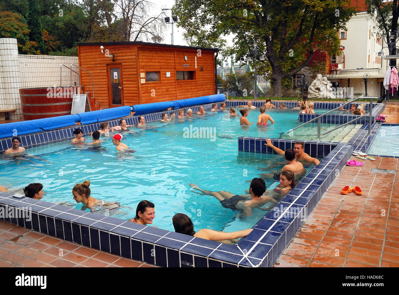 Budapest, Hungary. the Gellert Hotel and Thermal Baths. The outdoor ...