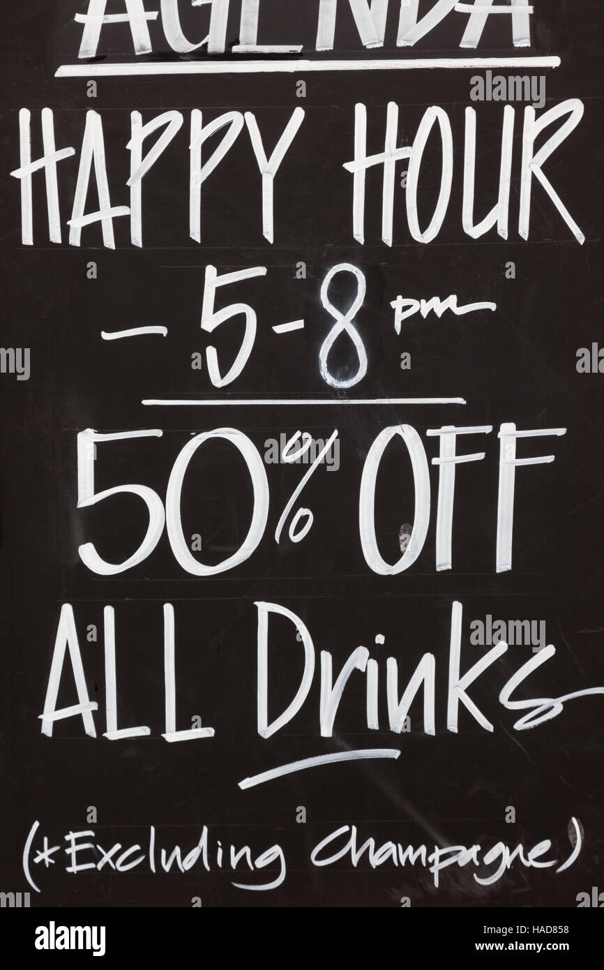 Happy hour sign hi-res stock photography and images - Alamy