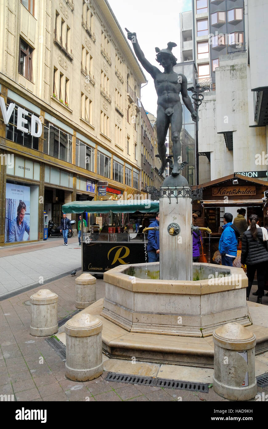 Budapest, Hungary. Vaci utca (English . Vaci street) , the Mercury ...