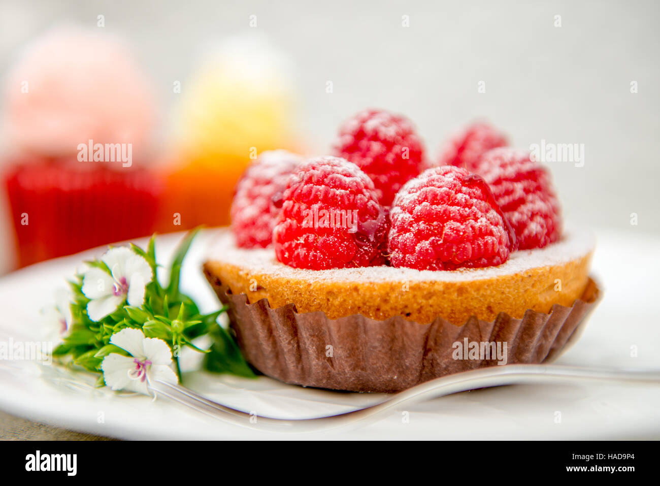 Raspberry tart dessert, Traditional french sweet pastry Stock Photo - Alamy