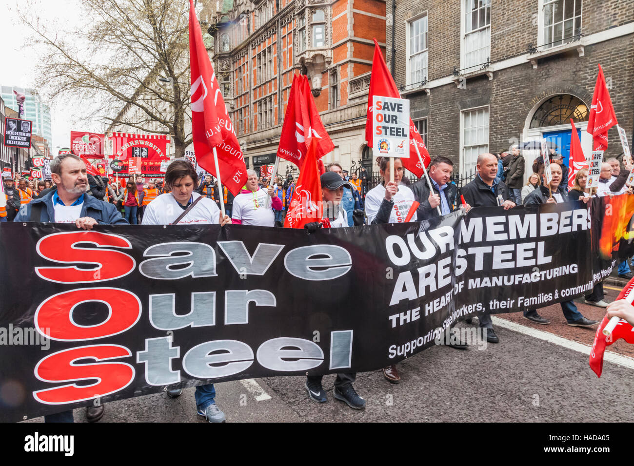England, London, Save Our Steel Industry Demonstrators Stock Photo - Alamy
