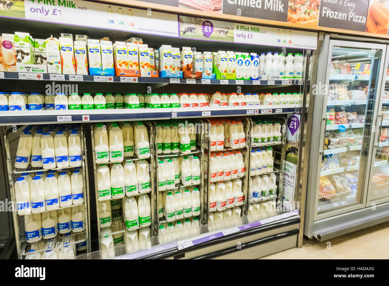 England, London, Supermarket Display of Milk Stock Photo - Alamy