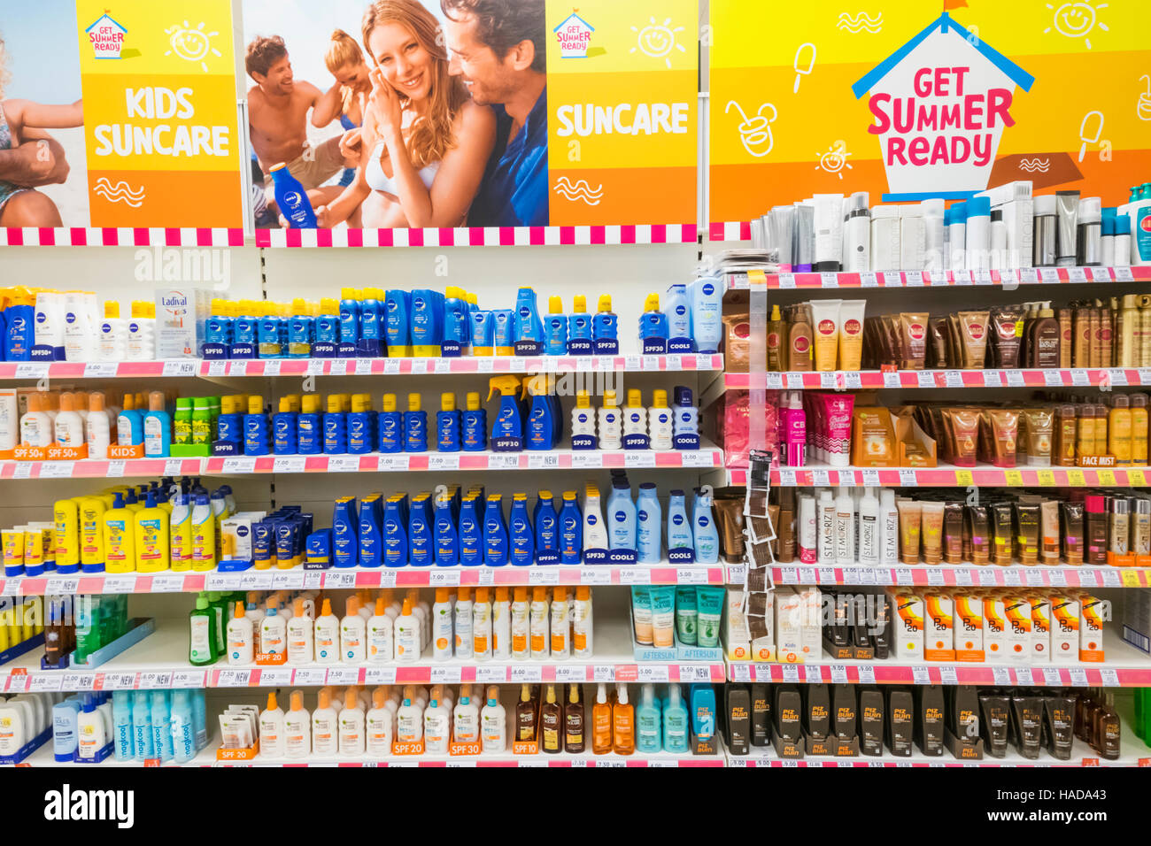 Sun tan lotion display hi-res stock photography and images - Alamy