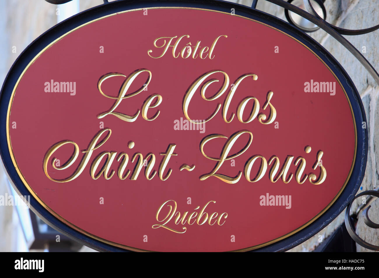 Canada, Quebec City, hotel sign Stock Photo - Alamy