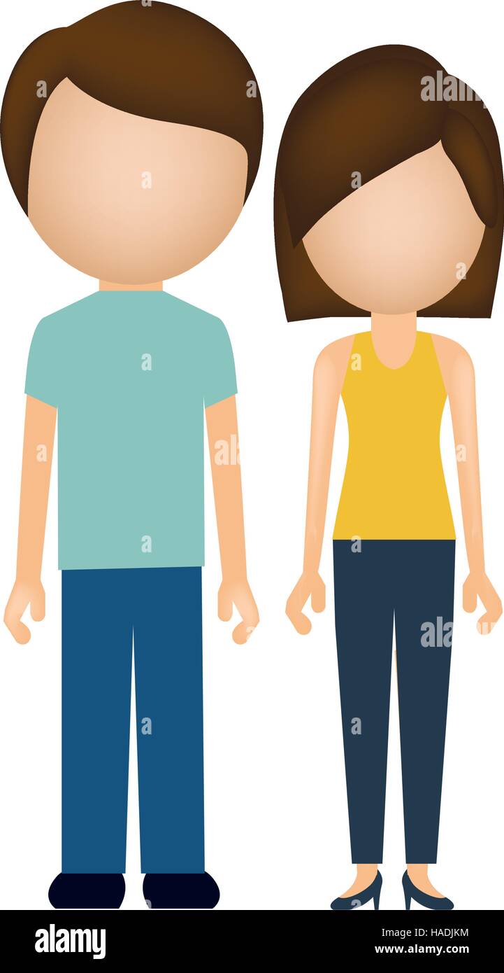 silhouette colorful of couple without face vector illustration Stock ...