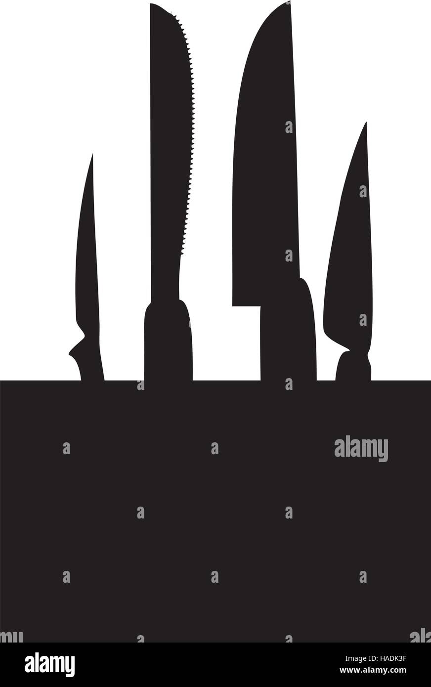 monochrome silhouette with knife block set vector illustration Stock ...