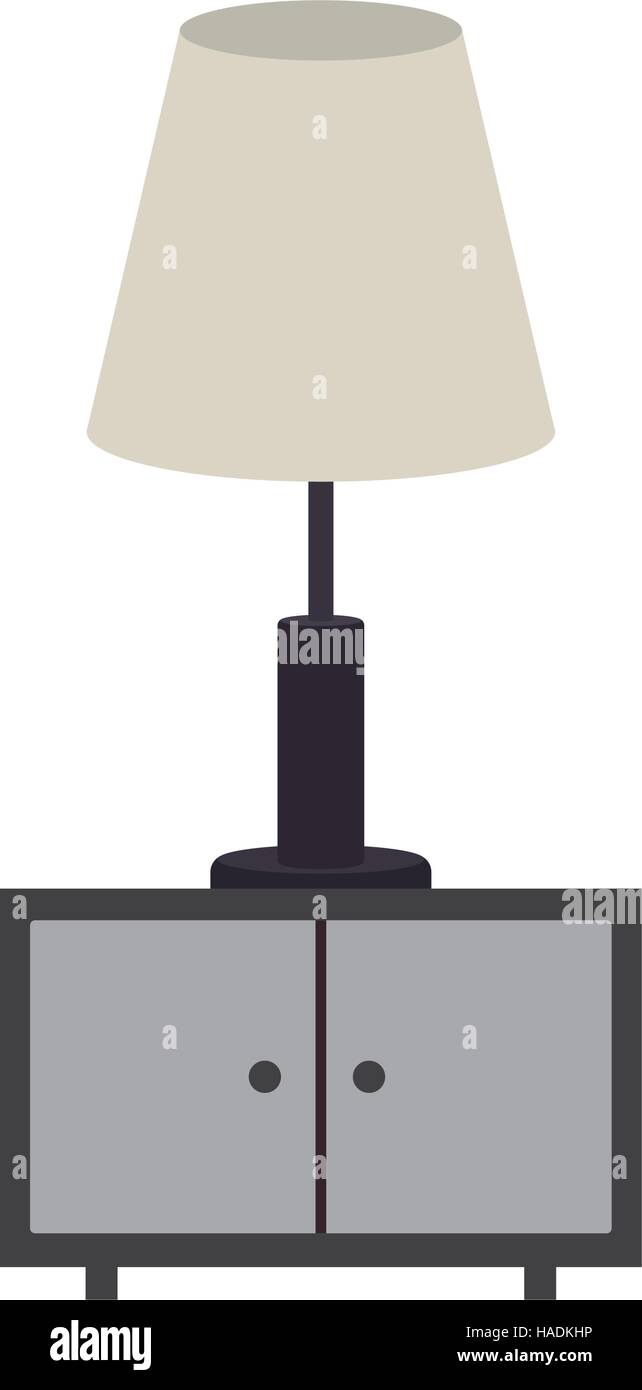gray scale nightstand with lamp vector illustration Stock Vector Image ...
