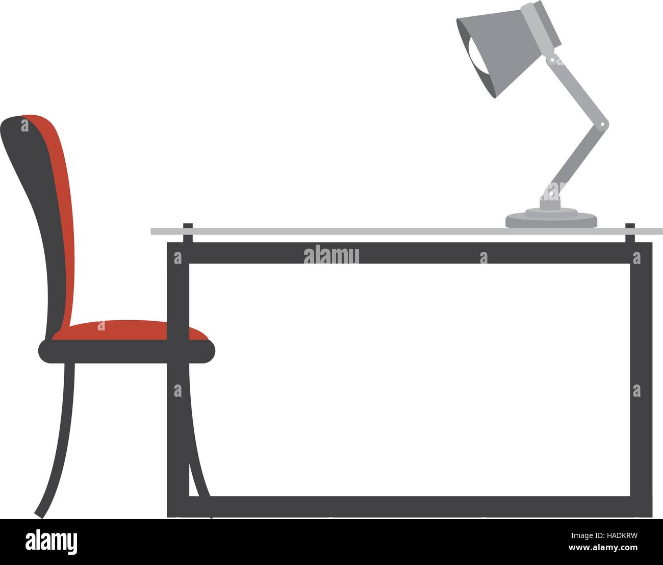 colorful side view desk with chair and lamp vector illustration Stock ...