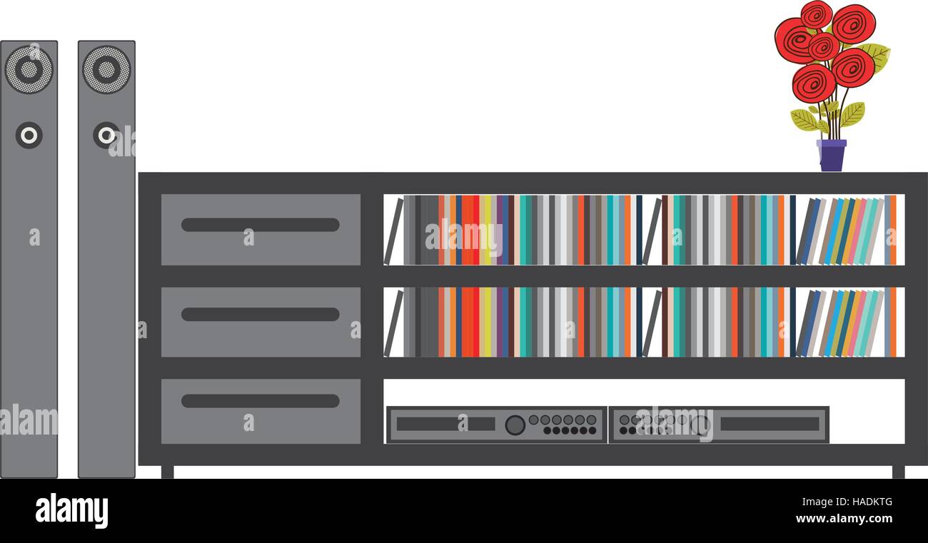 silhouette color with stero sound entertainment system vector ...
