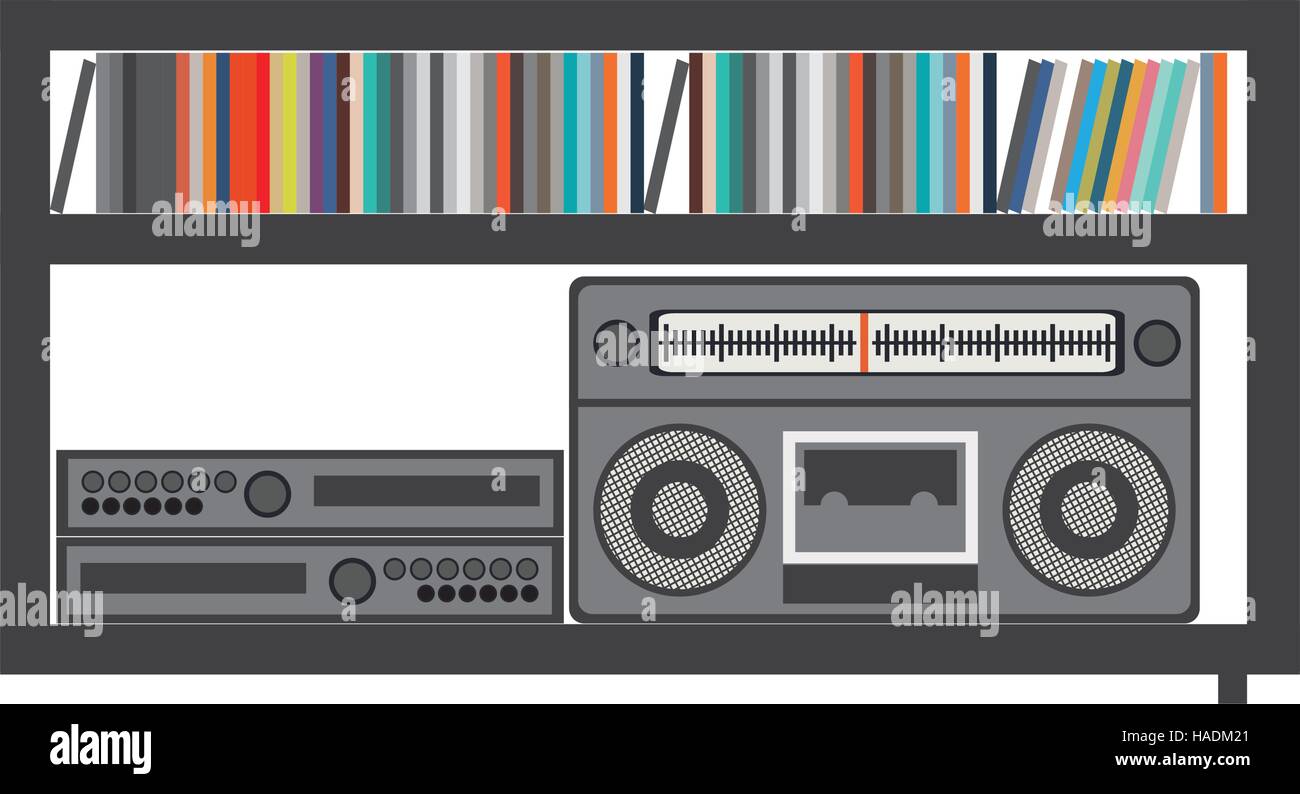 silhouette color with stero sound entertainment system vector ...
