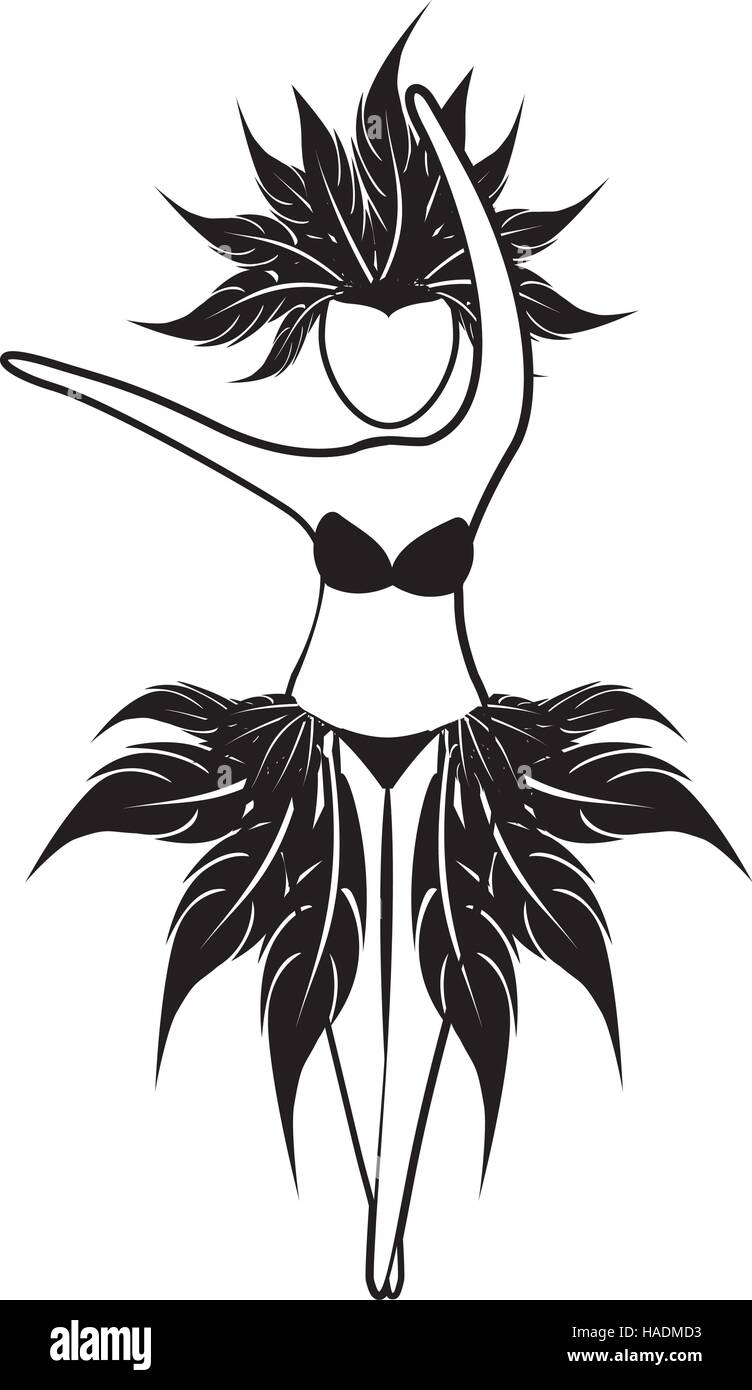 monochrome silhouette with brazilian dancer vector illustration Stock ...