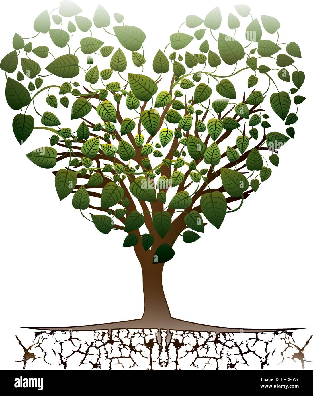 heart shape tree with colorful leafy branches vector illustration Stock ...
