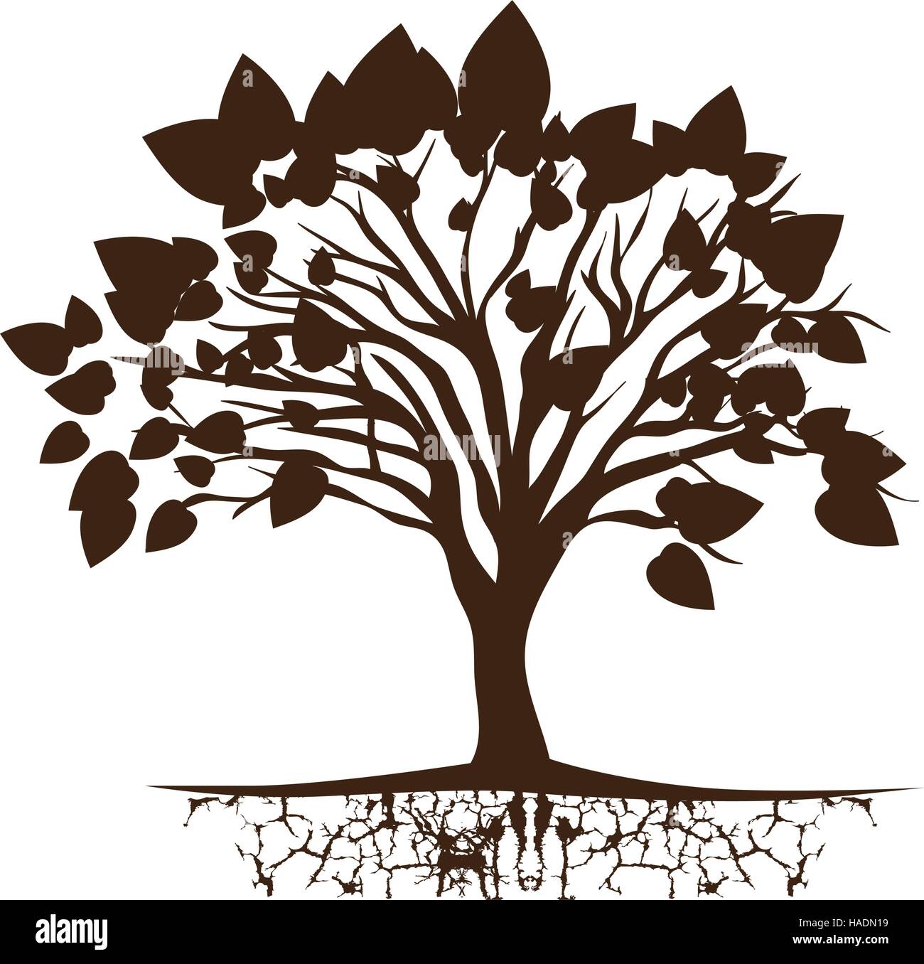 tree with brown leafy branches vector illustration Stock Vector Image ...