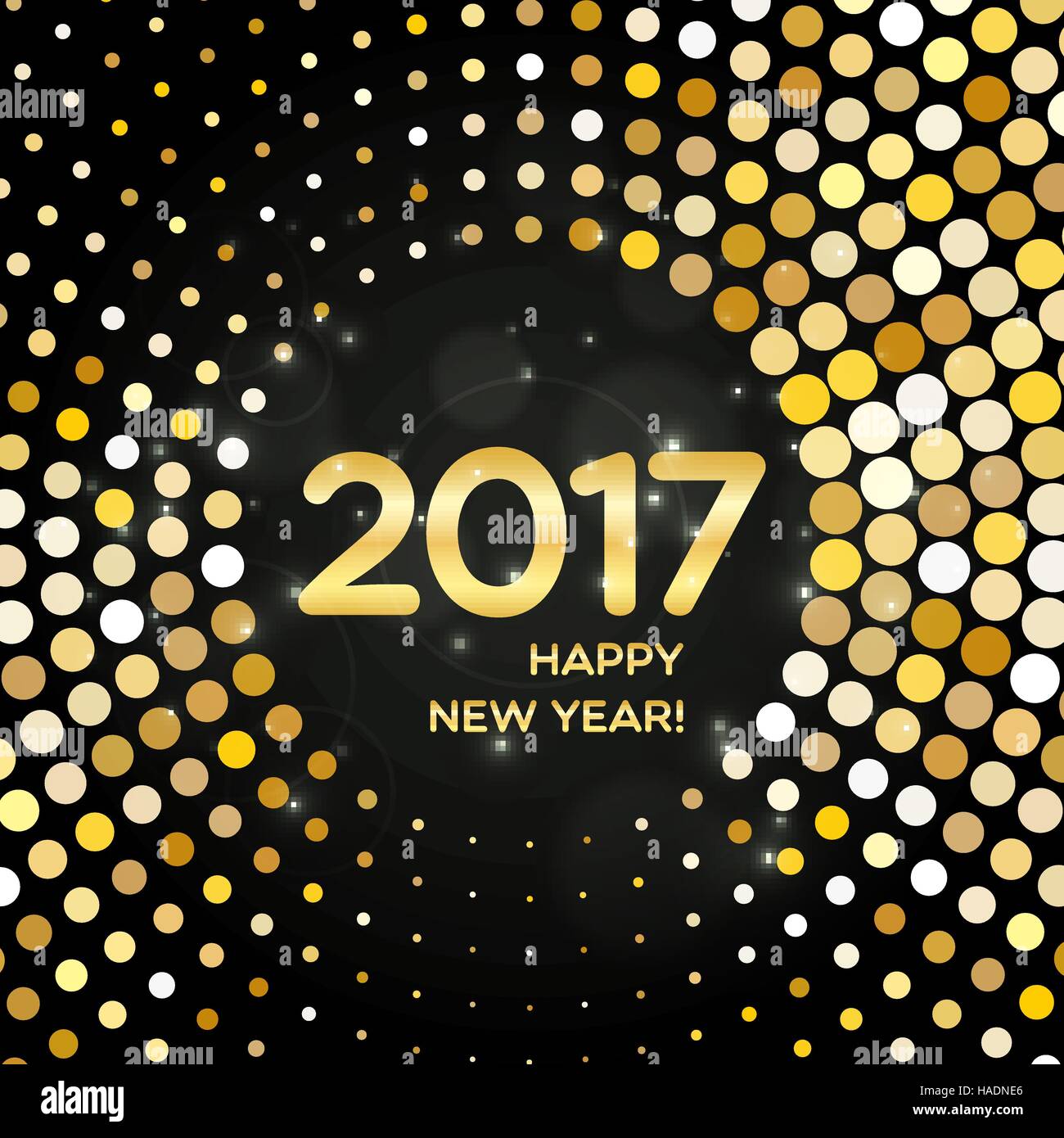 Happy New Year 2017 round golden shimmer background made of abstract ...
