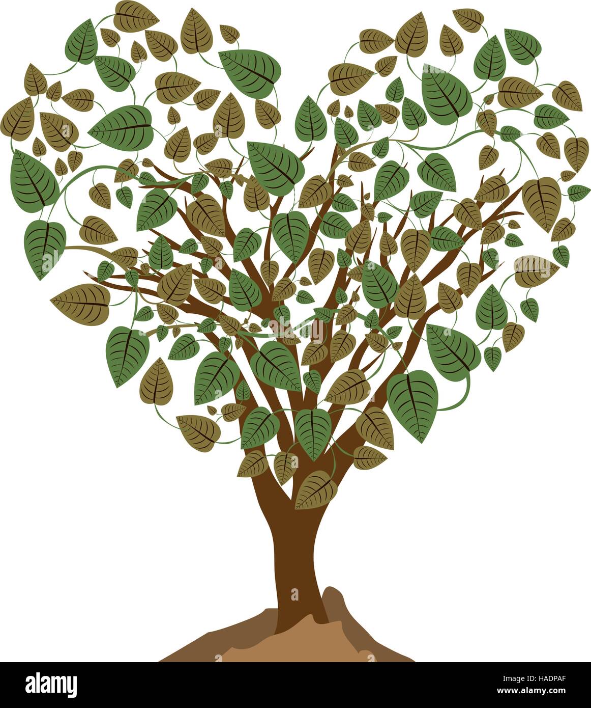 heart shape tree with colorful leafy branches vector illustration Stock ...