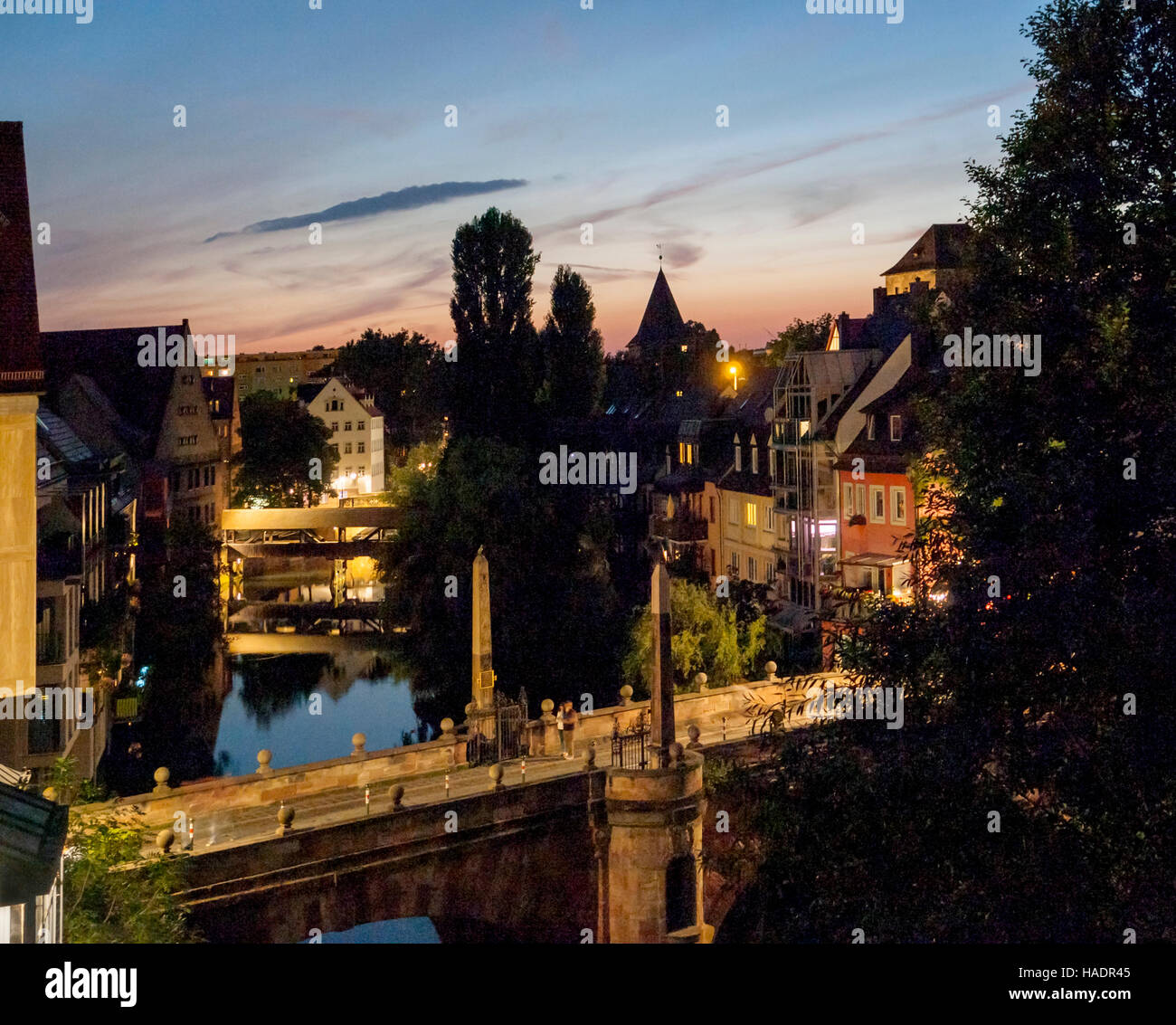 evening scenery of Nuremberg, a city in Franconia in the german state ...