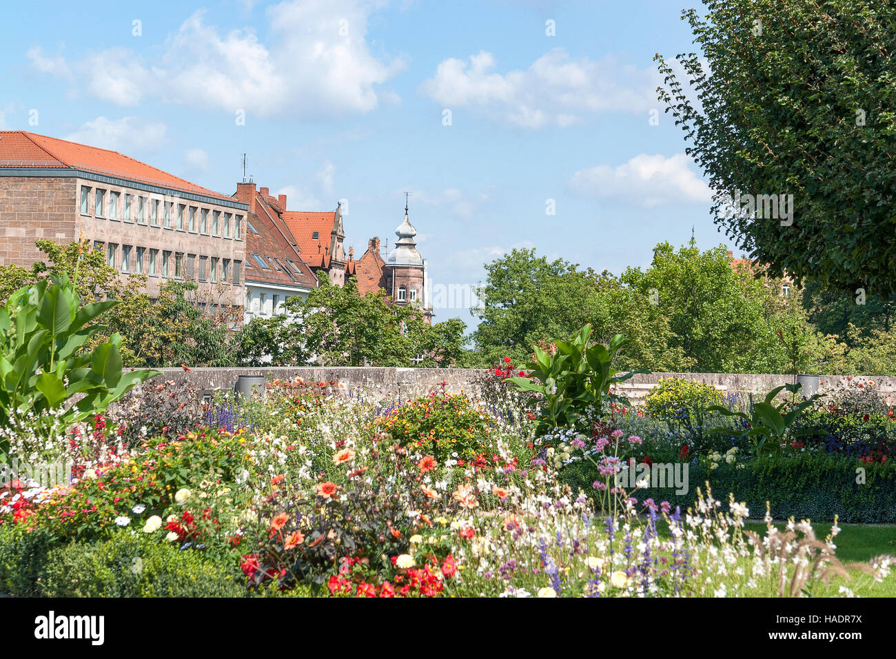 idyllic city view of Nuremberg, a city in Franconia in the german state ...