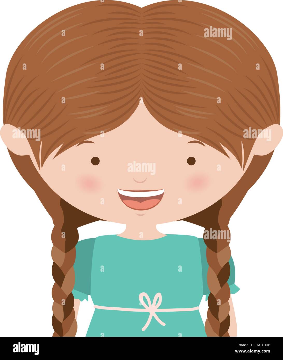half body pretty girl with braids vector illustration Stock Vector ...