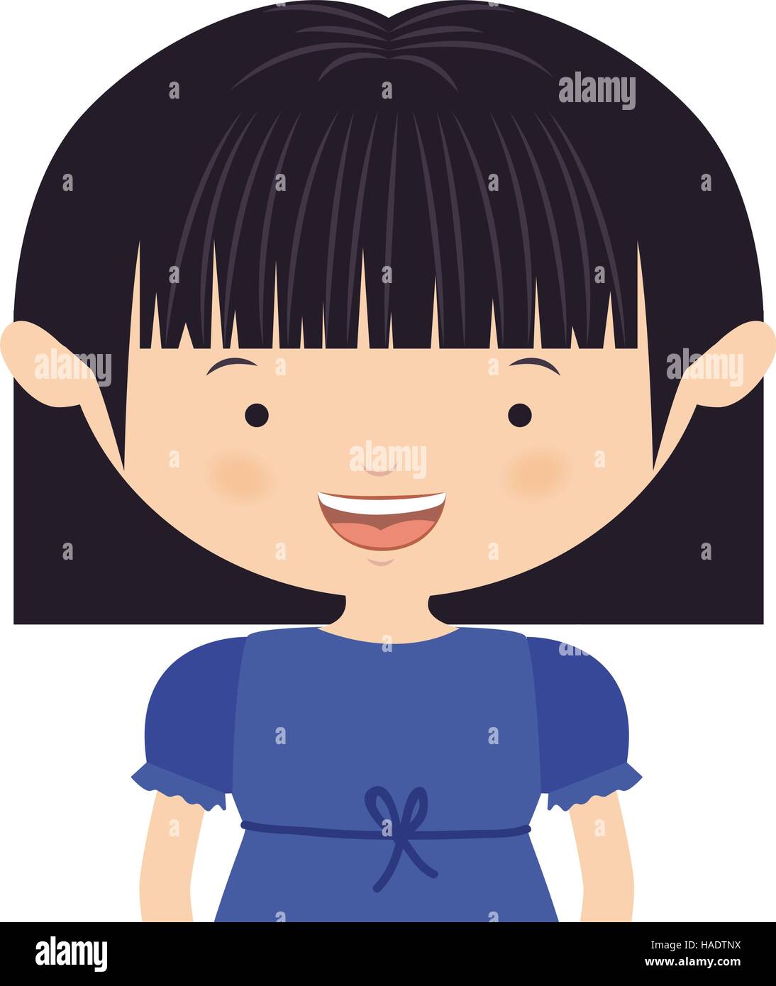 Half Body Short Hair Girl With Blue Dress Stock Vector Image And Art Alamy