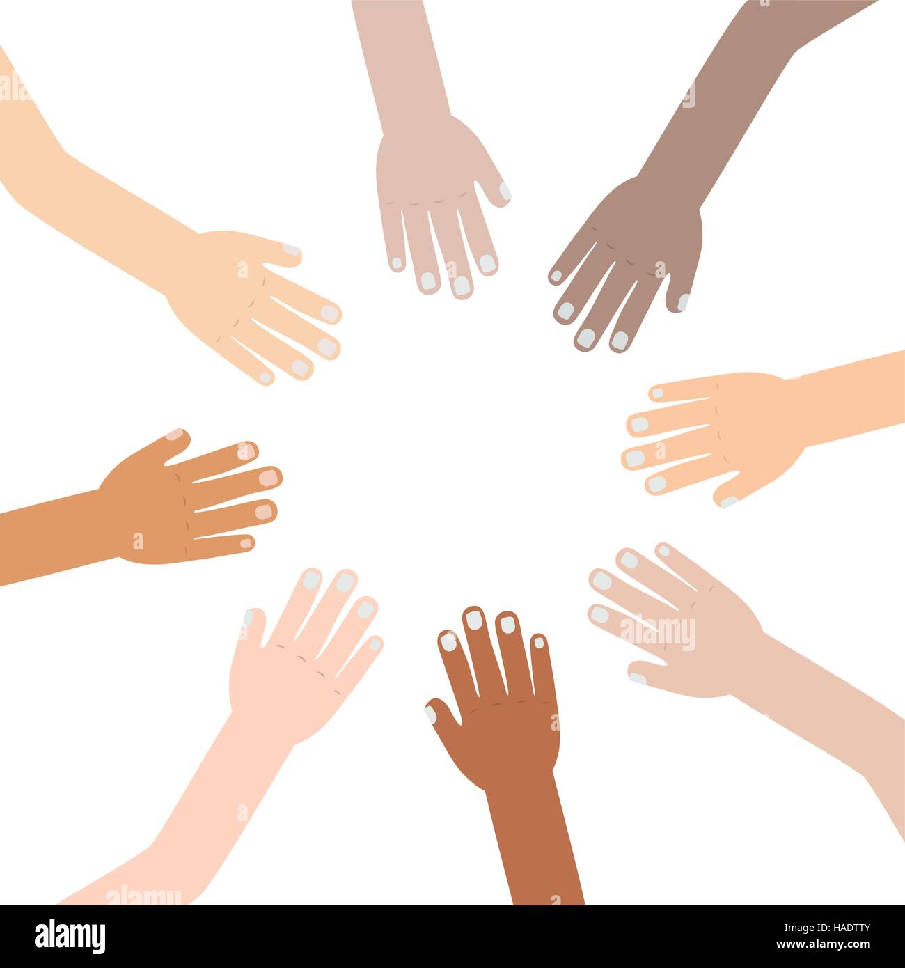 hand raised of different races united vector illustration Stock Vector ...