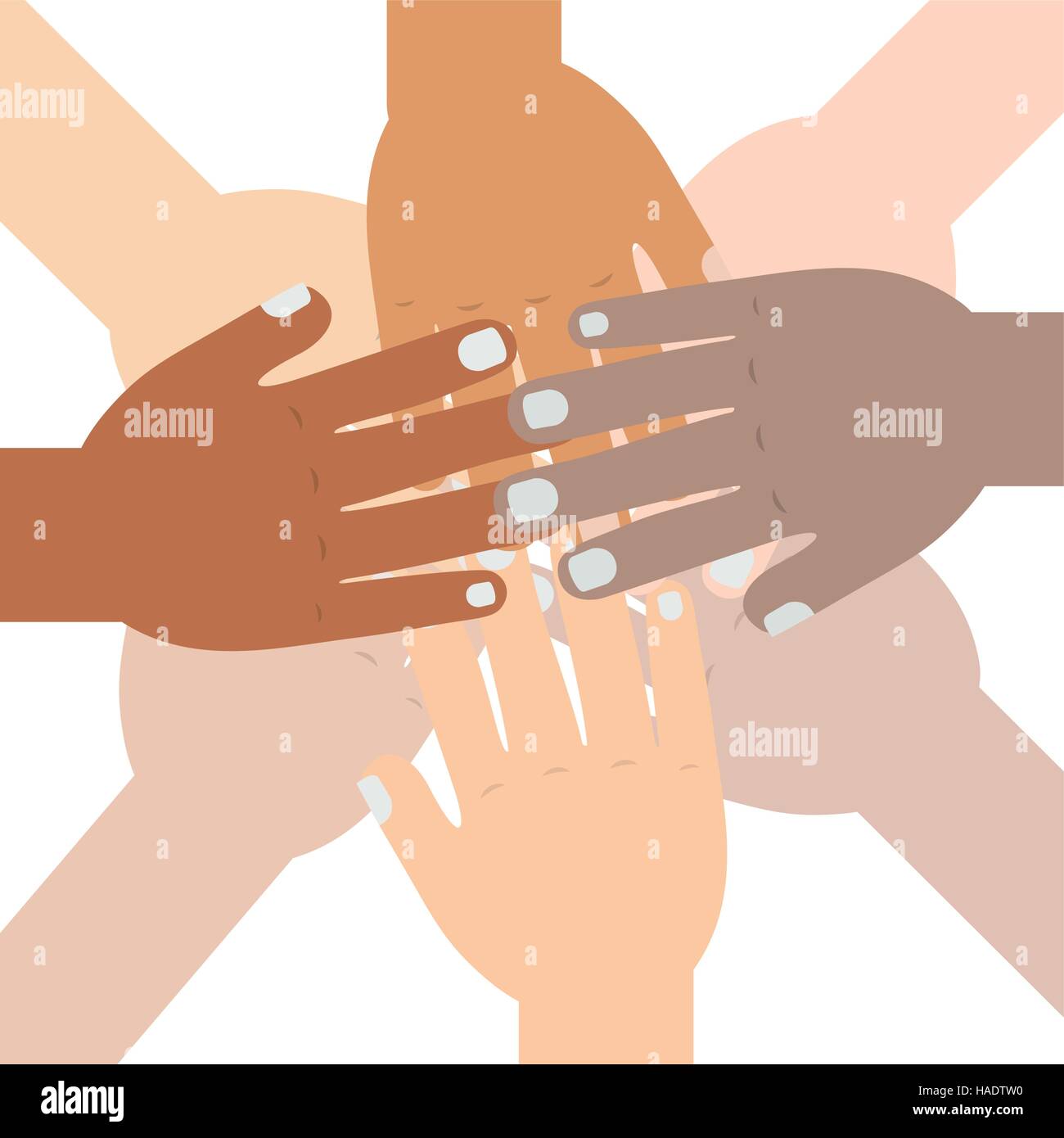 hand raised of different races together vector illustration Stock ...